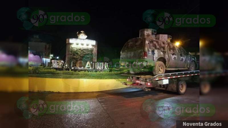 Aseguran camioneta blindada del “Grupo Élite” del CJNG en Tepalcatepec
