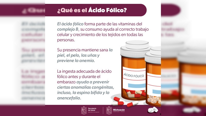 Exhorta SSM a prevenir defectos congénitos con consumo de ácido fólico