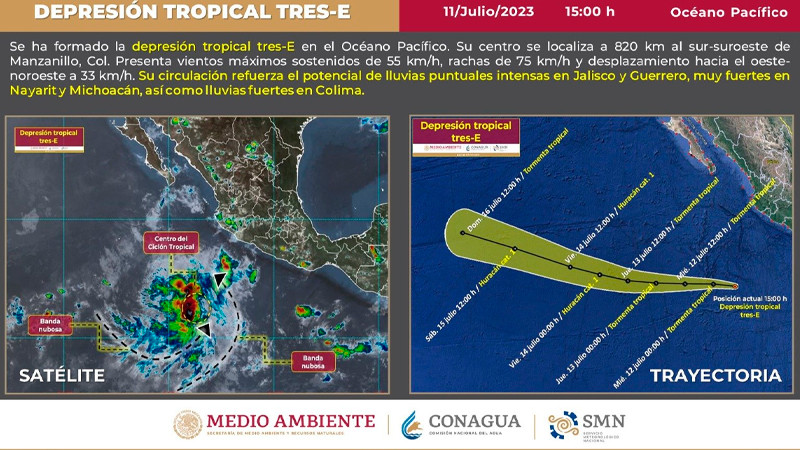 Se forma depresión tropical en el Pacífico; se convertirá en huracán "Calvin"