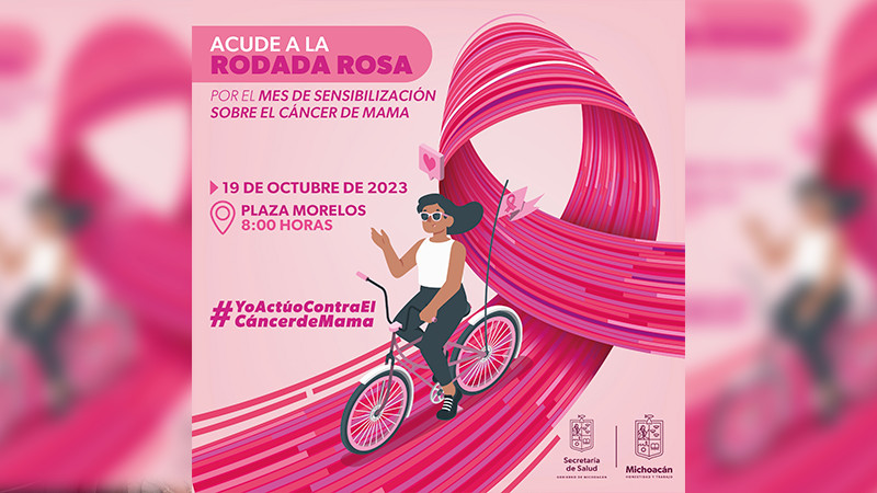 Invita Salud Michaocán a rodada rosa contra el cáncer de mama