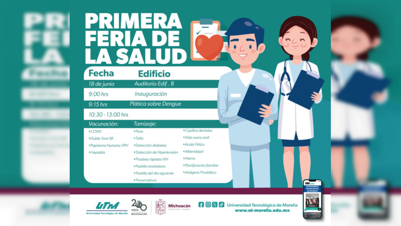 SSM llevará servicios de salud a estudiantes y personal de la UTM