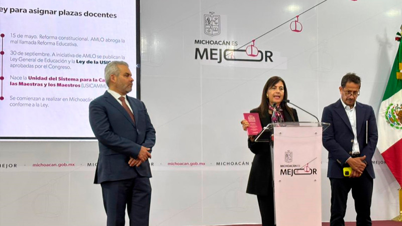 Gobierno de Bedolla ha entregado 4 mil 842 plazas docentes: Gaby Molina